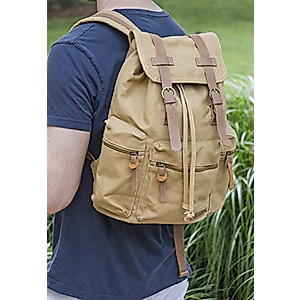 Sweetbriar Vintage Canvas Backpack, Tan - Protects Laptops up to 15.6 Inches