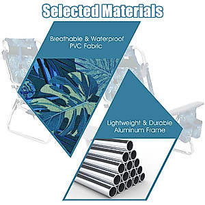 Giantex Folding Camping Chair 3 PCS Beach Chair and Aluminum Table Set, Patio Sling Chairs with 5 Adjustable Position, Backpack Lawn Chair for Fishing, Travelling Sunbathing Chairs Set