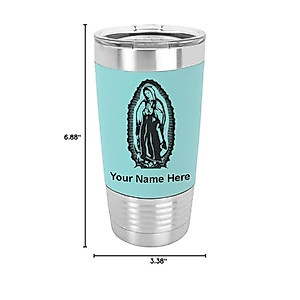 LaserGram 20oz Vacuum Insulated Tumbler Mug, Virgen de Guadalupe, Personalized Engraving Included (Silicone Grip, Teal)