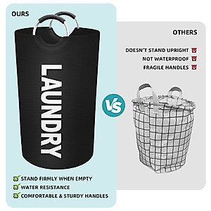 StorageRight 90L Large Laundry Basket, Laundry Hamper, Dirty Clothes Hamper for Laundry, Collapsible, Waterproof Laundry Baskets with Foam Protected Aluminum Handles for Laundry, Dorm, Family (Black)