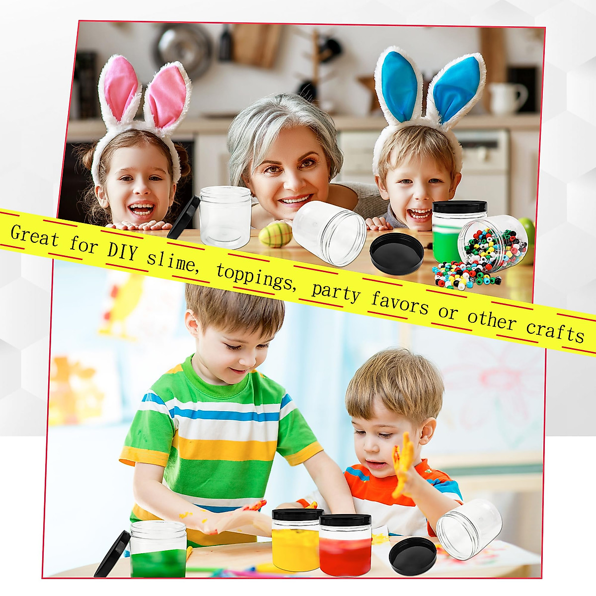 20 Pack 12oz Plastic Jars with Lids - Refillable Round Clear Containers for Candy, Kitchen, Food Storage & DIY Crafts