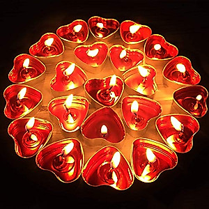 50Packs Heart Shaped Tealight Candles,Romantic Love Unscented Tea Lights Candles,Dripless & Long Lasting Smokeless Mini Tealight Candles for Mood,Romantic Decor,Pool,Dinners,Home,Wedding,Crafts(Red)