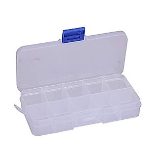 2Tomato Shipping Supplies 1pc Clear Rectangle Plastic Storage Box 10 Slots Small Compartment Organizer Vitamine Medicine Pill Jewelry Bead Findings Container Box spb17