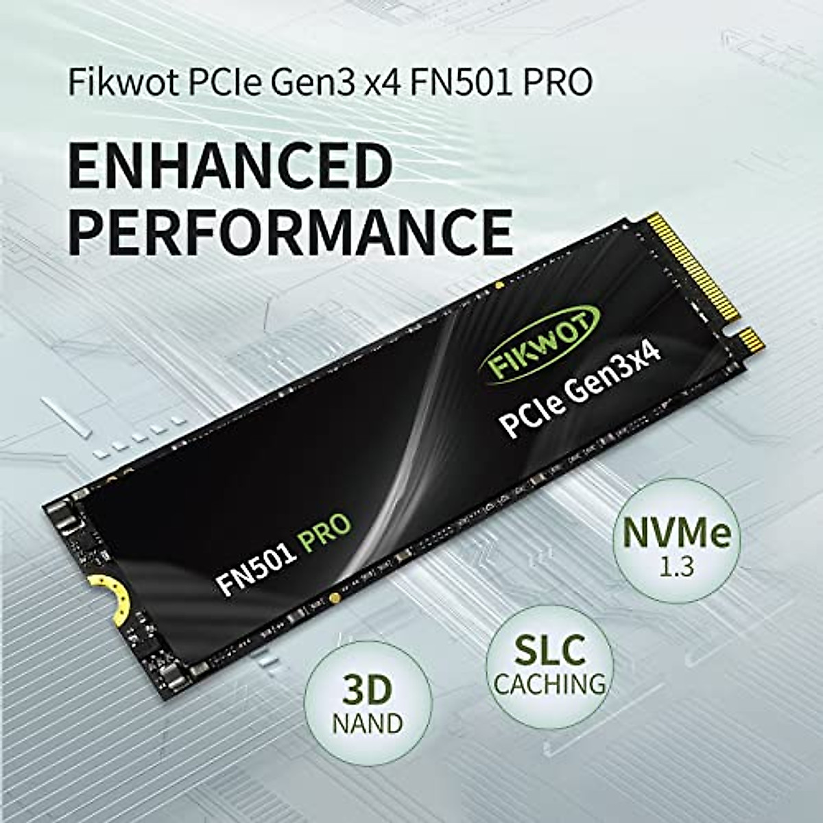 Fikwot FN501 Pro 2TB NVMe SSD - M.2 2280 PCIe Gen3 x4 Internal Solid State Drive with Graphene Cooling Sticker, Up to 3,500MB/s, SLC Cache 3D NAND TLC, Compatible with Laptop & PC Desktop