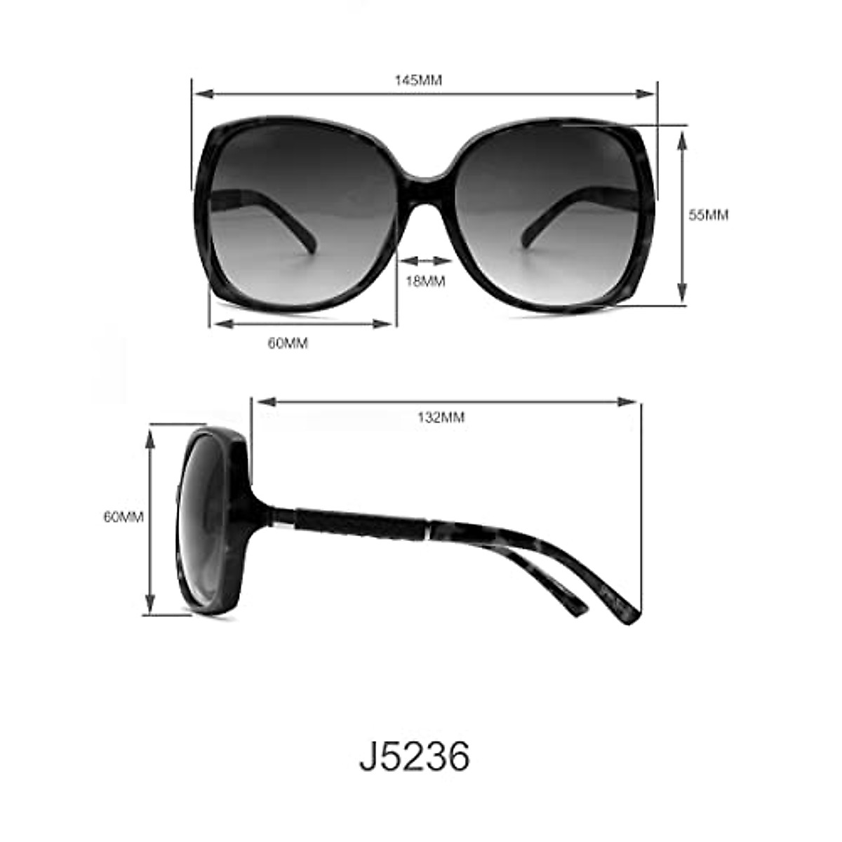 Jessica Simpson Womens J5236 Oversized Rectangular Sunglasses With Uv400 Protection. Glam Gifts For Her, 60 Mm, Black, 60 Mm US