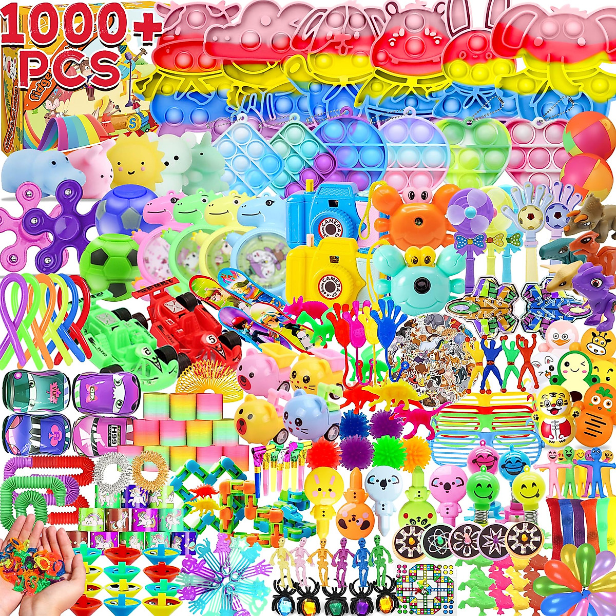 1000+ PCS Party Favors for Kids,Fidget Toys Pack,Valentines Stocking Stuffers, Birthday Gift, Treasure Box,Goodie Bag Stuffers, Carnival Prizes, Toys Filler Sensory Toy for Classrooom