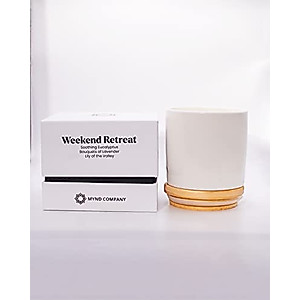 MYND COMPANY Aromatherapy Candle | Scented Candles for Home | 7oz All Natural Soy Wax Ceramic Jar Candles | Weekend Retreat Scented Candle with Gift Box | Mind Company