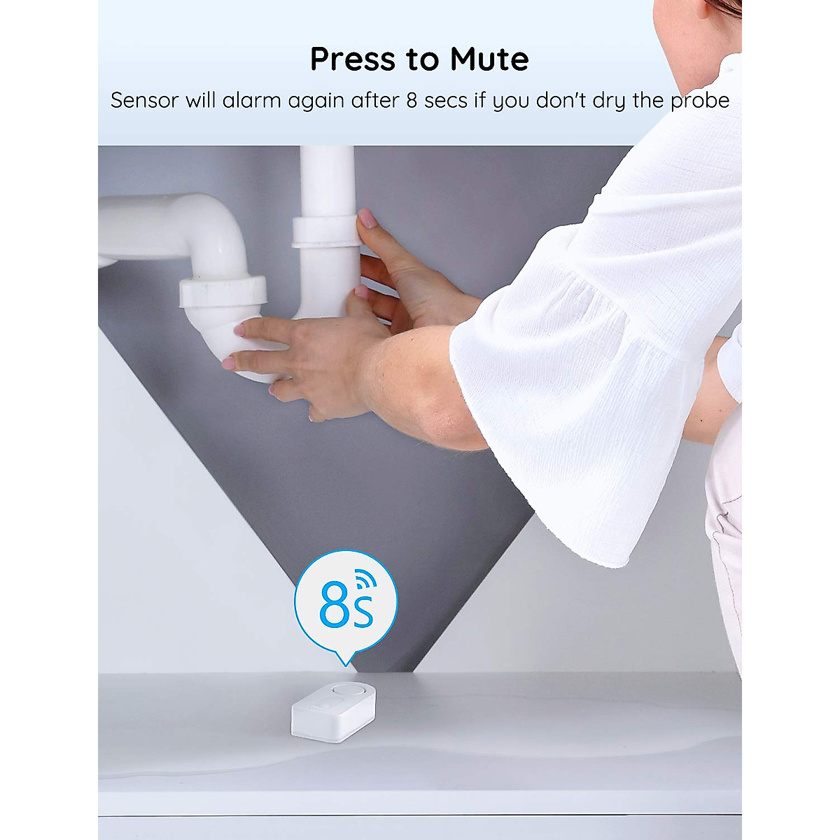 Govee Water Detectors, 100dB Adjustable Audio Alarm Sensor, Sensitive Leak and Drip Alert, for Kitchen Bathroom Basement (Battery Included)