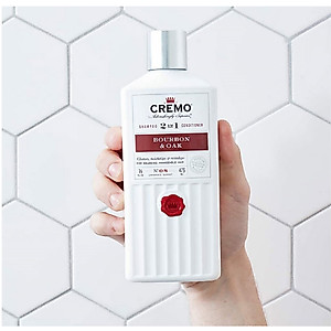 Cremo Bourbon & Oak Barber Grade 2-in-1 Shampoo & Conditioner, 16 Fl Oz (2-Pack) - A Sophisticated Blend of Distiller’s Spice, Fine Bourbon and White Oak