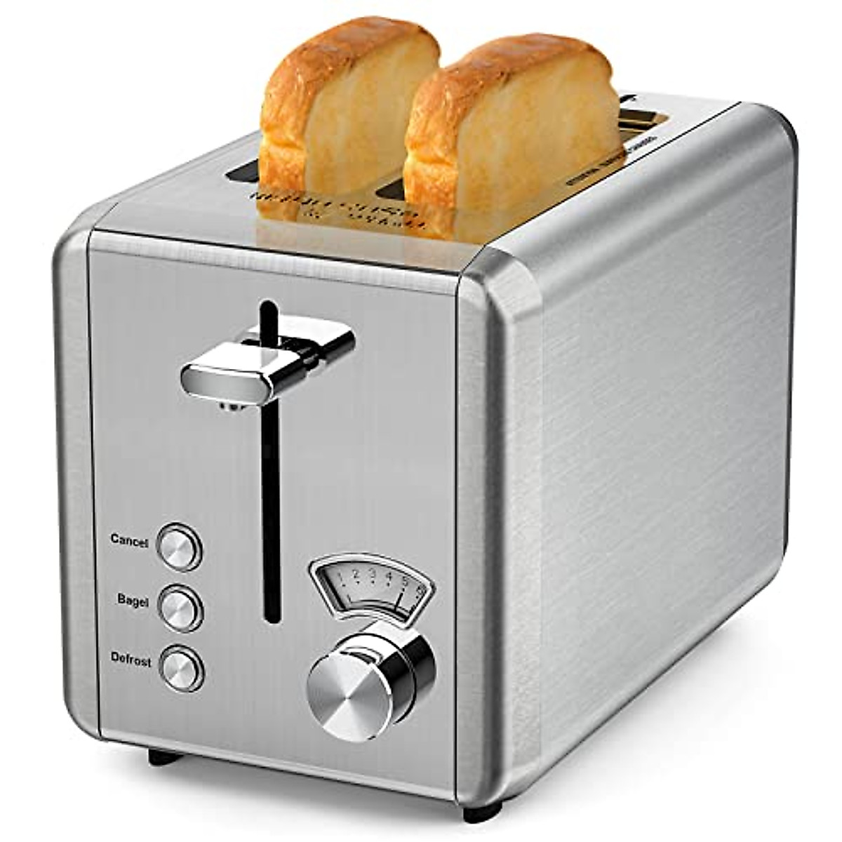 Toaster 2 slice whall Stainless Steel Toasters with Bagel,Cancel,Defrost Function,Removable Crumb Tray,1.5in Wide Slot,6 Bread Shade Settings,for Various Bread Types (850W)