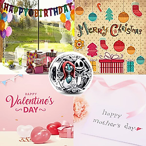 PANWOB Jewelry Black Night Christmas Charm for Women Bracelets Necklaces in 925 Sterling Silver,Mother's Day Christmas Valentine's Day