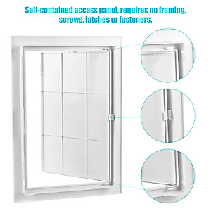 CABAX 8x12 inch Plastic Access Panel for Drywall Ceiling Reinforced Plumbing Wall Access Doors Removable Hinged, White