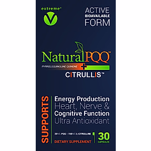NaturalPQQ - Mitochondrial Energy Nitric Oxide Booster - Citrullis for Extended Energy. 20mg (Pyrroloquinoline Quinone)