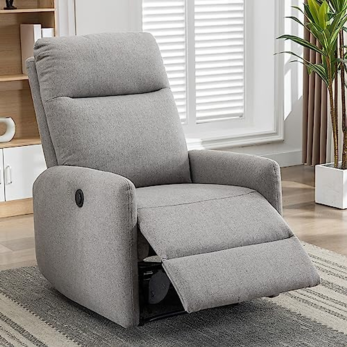 ANJHOME Classic Power Recliner Chair Comfy Reclining Chairs with Adjustable Backrest and Footrest, Heavy Duty Electric Recliners Single Sofa for Living Room (1, Grey)