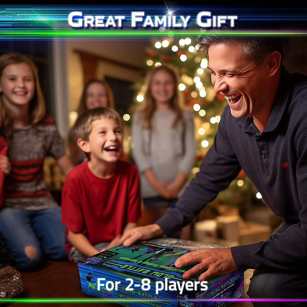 Glow Battle - Family Pack: A Thrilling, Glowing Sword Game | 2-8 Players, Age 8+ | Unique Family Games for Kids and Adults Idea | Outdoor Toys for Kids 8-12+ | Glow Games for Kids 8-12+