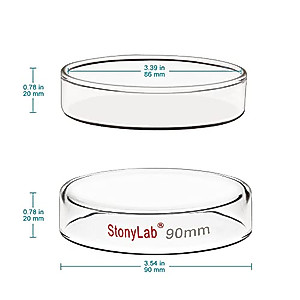 stonylab Glass Petri Dish, 90x20 mm Autoclavable Borosilicate Glass Cell Culture Dish Petri Dish with Clear Lid for Laboratory