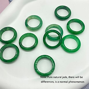 ZZ ZINFANDEL Jade Rings for Women Good Luck Jade Ring Green Jade Rings Jewelry Size5-10 (7)