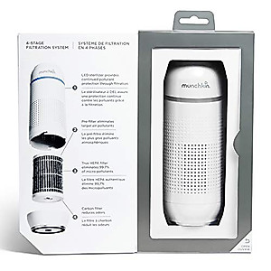 Munchkin® Portable Air Purifier, 4-Stage True HEPA Filtration System Eliminates 99.7% of Micro-Pollutants, White