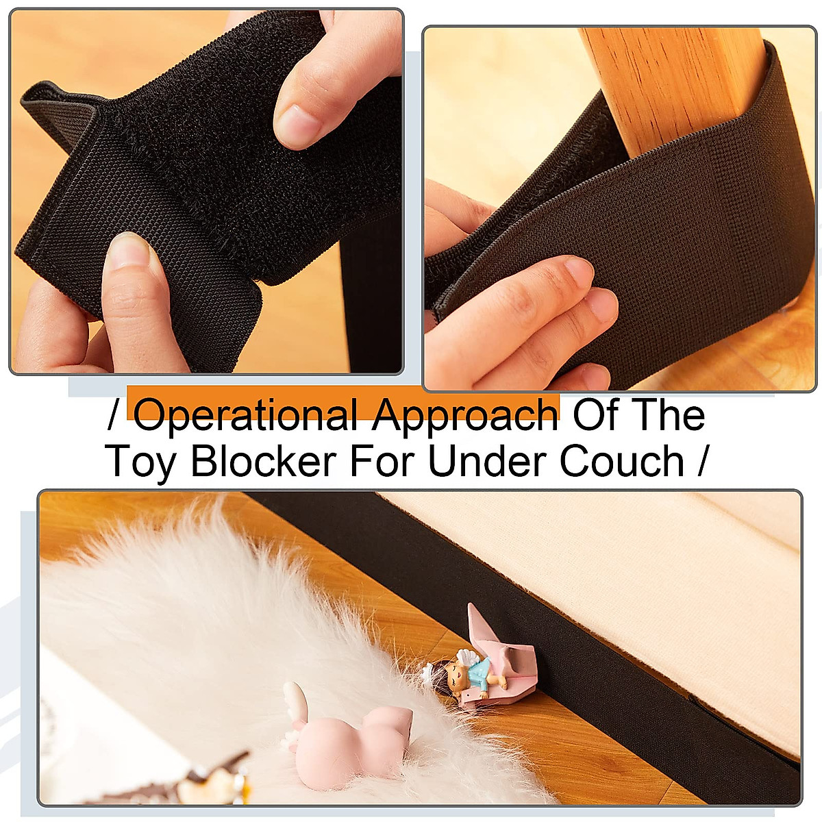 Shappy Toy Blocker for Under Couch Blocker for Under Sofa Adjustable Bed Blocker Under Couch Bumper for Pets Toys from Going Under Sofa(1 Pack,4 x 106 Inch)