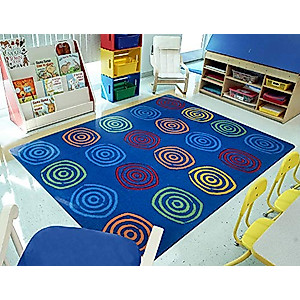 Joy Carpets Kid Essentials Simply Swirls Area Rug in Color Rainbow, 5'4" x 7'8"