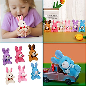 24 Pieces Easter Bunny Rabbit Plush Stuffed Animals 4 Inch Stuffed Bunny Toys Soft Tiny Rabbit Doll Plush Hanging Pendant Ornament Sitting Rabbit Plush Toy for DIY Keychain Easter Party Decorations