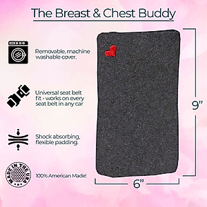 The Breast & Chest Buddy Seatbelt Cushion for Open Heart Surgery and Chest Reconstruction Sites- Charcoal with Small Red Heart