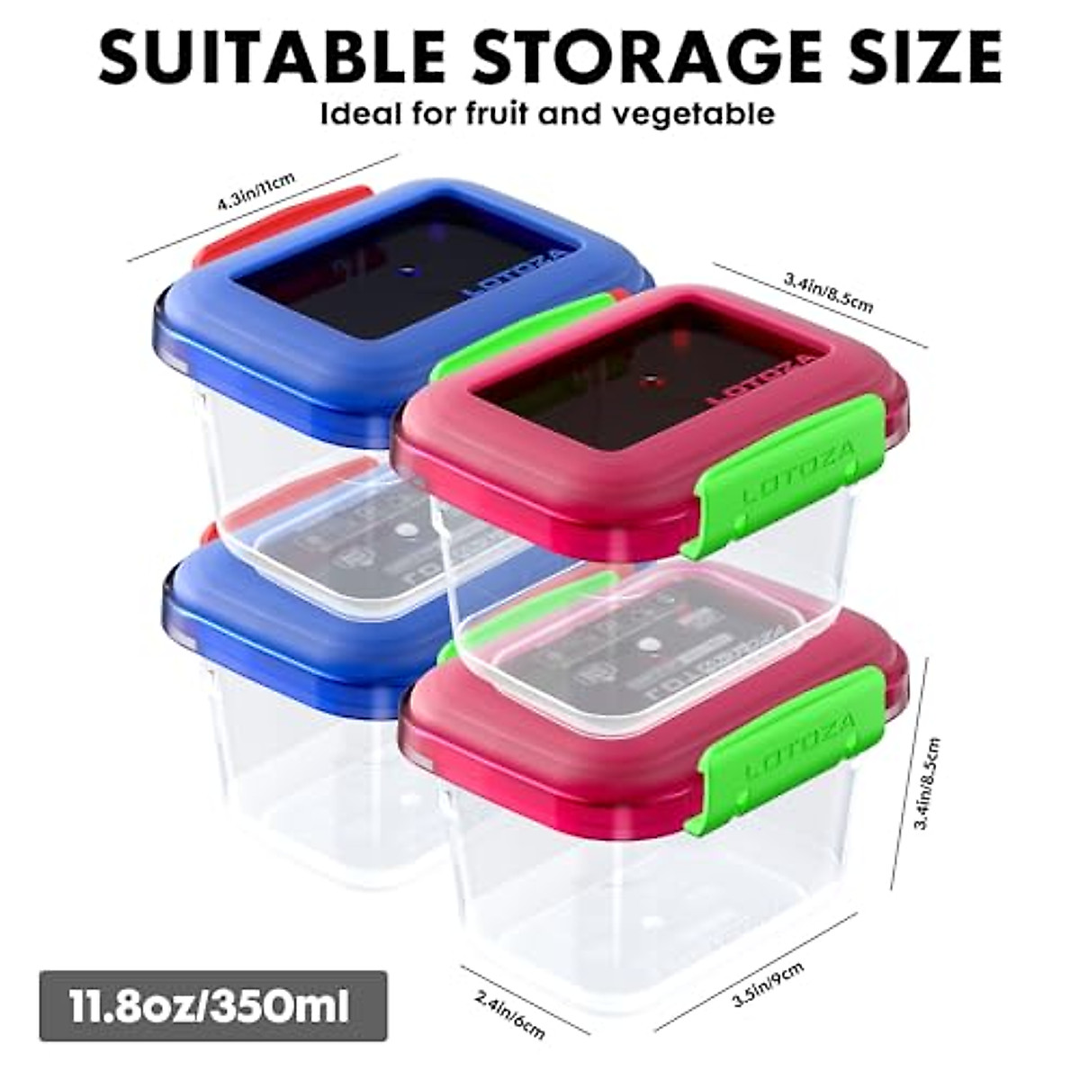 12oz Small Food Storage Containers with Lids Airtight BPA Free To Go Fruit BPA Free for Chia Jam Snack Yogurt 4 SETS 1.5Cup
