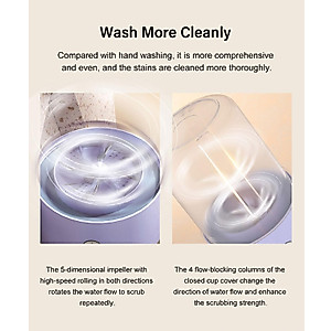 Byrotson Wireless Mini Washer Small Portable Washing Machine 1L Capacity Laundry Cup, Deep Cleaning of Underwear, Socks and Other Small Clothes,Purple