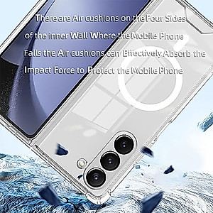 ioiFour for Samsung Galaxy Z Fold 5 Magnetic Clear Case, Compatible with Wireless Charger and Magsafe Card Wallet, Simplistic Transparent Shockproof and Drop-Proof Case