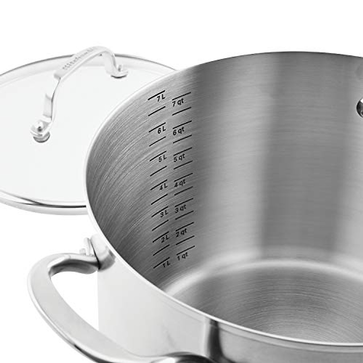 KitchenAid 3-Ply Base Brushed Stainless Steel Stock Pot/Stockpot with Lid, 8 Quart