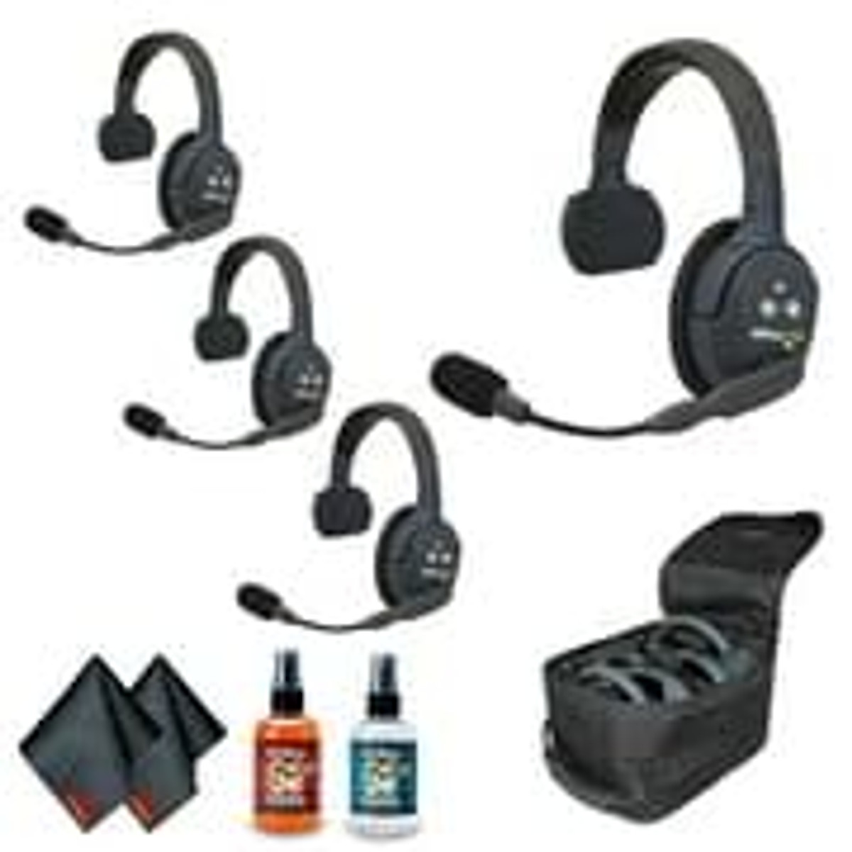 EARTEC UL4S Ultralite 4-Person Headset System (USA) with 6Ave Heaphone and Microphone Cleaning Kit
