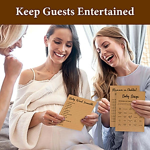 WOODAMORE Bingo Baby Shower Games for Girl - Baby Shower Bingo Cards for Guests, Baby Shower Word Scramble, Mommy or Daddy Baby Shower Game, Funny Boys Baby Shower Activities