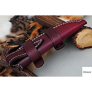Ottoza Handmade Leather Knife Sheath Bushcraft Knife Sheath - Hunting Knife Sheath - Survival Knife - DUAL USAGE Vertical Knife Sheath or LEFT HAND Horizontal Sheath Brown TOP GRAIN LEATHER No:105
