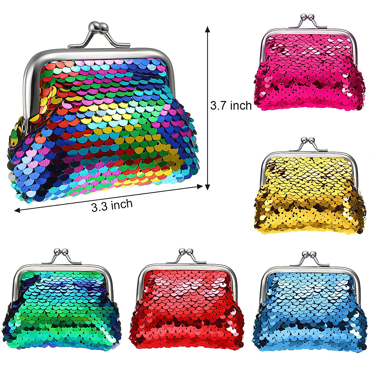 Frienda Sequin Coin Purses Reversible Sequin Mini Wallets Pouches Colorful Sequins Bags for Women Party Favor