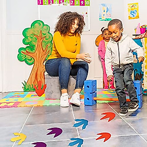 40 Pcs Felt Dinosaur Footprints Floor Decals Colorful Dinosaur Cutouts Removable Dinosaur Tracks Decal Stickers Dino Footprints for Kids Dinosaur Party School Playroom Nursery Classroom Decoration