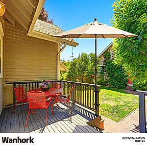 Wanhork Heavy Duty 304 Stainless Steel Patio Umbrella Holder,Deck Umbrella Holder,for Outdoor Fixed Deck Railing Post(Range/3in-6in) Umbrella Deck Mount(Post, Black)