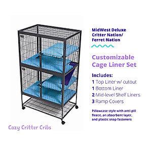 Customizable 7-piece Cage Liner Set for Midwest Double Critter/Ferret Nation | Rats, Sugar Gliders, Ferrets, Chinchillas