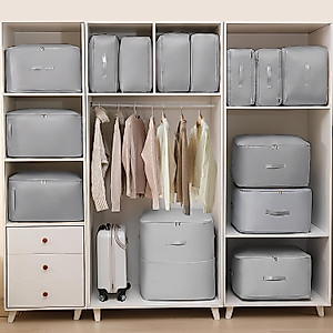 Generic Ultra Space Saving Self Compression Organizer,Heavy Duty Moving Bags,Storage Tote for Space Saving,Self Compressing Moving Clothes Organizer Bags for Comforters,Clothes,Bedding (Grey,X-Large)