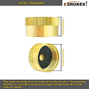 KERUKEXI 1 LB Propane Tank Protective Cap Gas Canister Sealed Lid Fuel Cylinder Leak Proof Cover BBQ Bottle Dust Threaded Valve Cover with Solid Brass Construction (6)