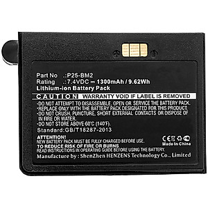 Synergy Digital Credit Card Reader Battery, Works with Blue P25i Credit Card Reader, (Li-Ion, 7.4V, 1300 mAh) Ultra Hi-Capacity, Compatible with Blue P25-BM2 Battery