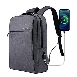 Victoriatourist Laptop Backpack 15.6 Inch, Business Slim Durable Laptops Travel Backpacks with USB Charging Port, College School Computer Bag Gifts for Men and Women Fits Notebook (Grey)