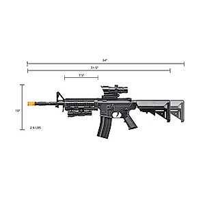 350 FPS Heavy Version M4 Airsoft Spring Rifle w/Flashlight and Red Dot Sight (Color: Black) (Large)