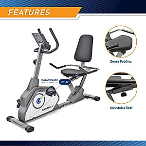 Marcy Magnetic Recumbent Exercise Bike with 8 Resistance Levels NS-40502R,Grey