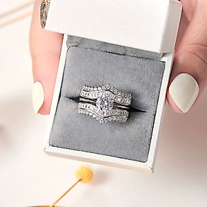 Newshe Jewellery Wedding Rings for Women AAAAA Cubic Zirconia Engagement Ring Enhancer 925 Sterling Silver Round 3Ct Size 7