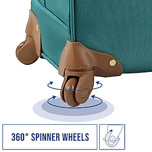 Steve Madden On Luggage Collection - Lightweight Softside Expandable Suitcase for Men & Women - Durable Bag with 4-Rolling Spinner Wheels (Harlo Teal Blue)