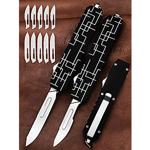 WARHERO Aluminium Alloy Pocket Knife with Clip Box Cutter EDC Scalpel Outdoor Utility Knife 10pcs #60#24 Carbon Steel Blades