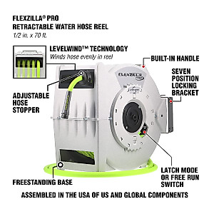 Flexzilla Pro Retractable Water Hose Reel, 1/2" x 70' - L8340FZ