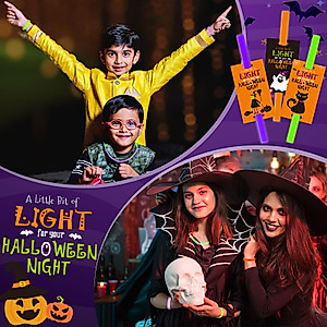 MiniInflat 24 Sets Halloween Triple Glow Bracelets with Cards Include 24 Pcs A Little Bit of Light For Your Halloween Night Glow Stick Gift Tag 24 Glow in the Dark Glow Sticks for Party School