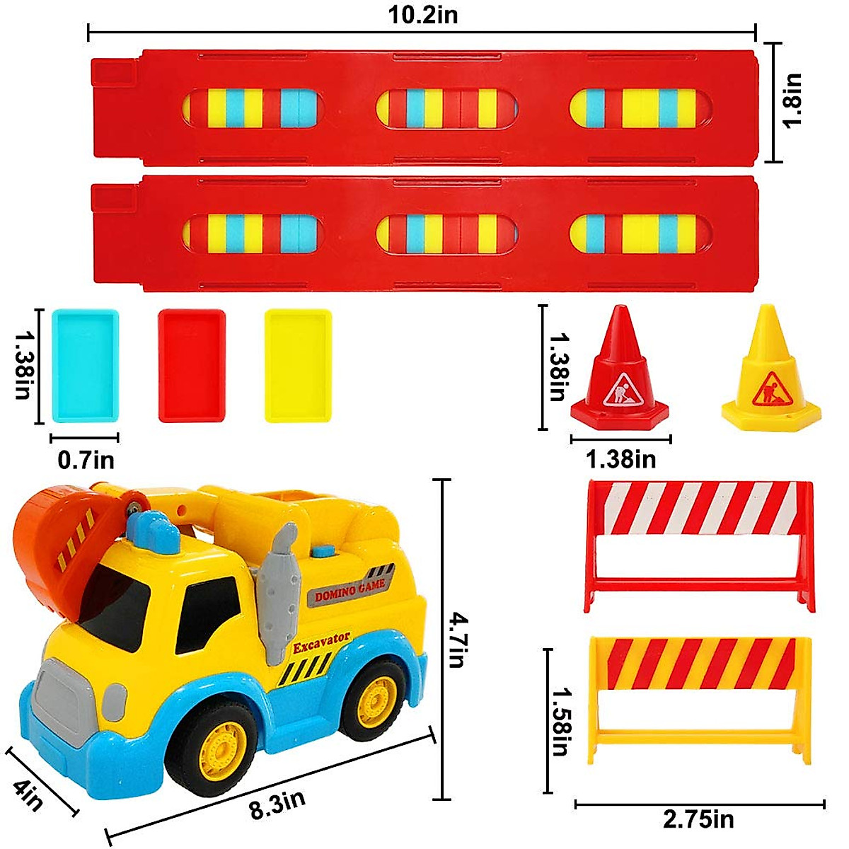 Domino Train, Domino Blocks Set, Domino Construction Vehicle Toys, Building and Stacking Toy Blocks Domino Set for 3-7 Year Old Toys, Boys Girls Creative Gifts for Kids