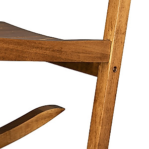 COOBL Rocking Chair,Solid Wood High Back Rocker,All Weather Resistant Porch Rocker for Lawn Garden Backyard Porch Patio (Nature)